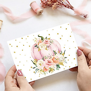 Whaline 36 Pack Fall Gold Foil Thank You Cards Pink Floral Pumpkin Greeting Cards Autumn Blank Note Cards with Stickers Envelopes for Thanksgiving Wedding Bridal Shower