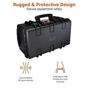 Amazon Basics Large Hard Rolling Camera Case, Solid, Black, 22"L x 14"W x 9.8"H