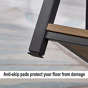 FOLUBAN Side Table with Storage Shelf, Rustic End Table for Living Room, Wood and Metal Nightstand for Bedroom, Oak