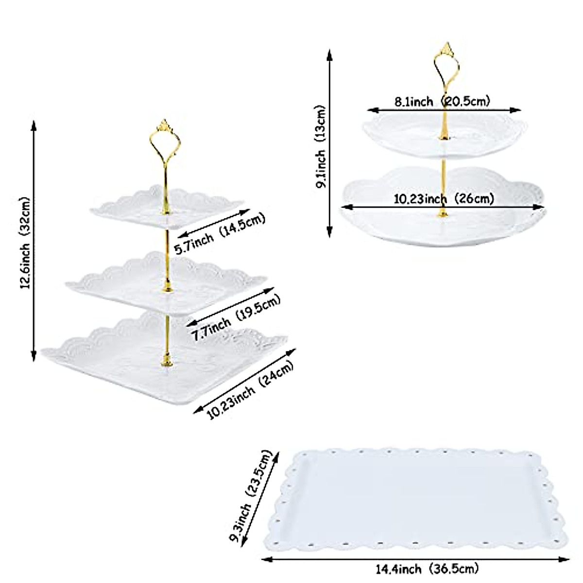 6 Set Cupcake Stand Dessert Stand 3 Tier Cake Stand White Plastic Party Cupcake Holder Tiered Candy Dessert Display Plates Serving Tray Table Decor for Baby Shower Wedding Birthday Celebration