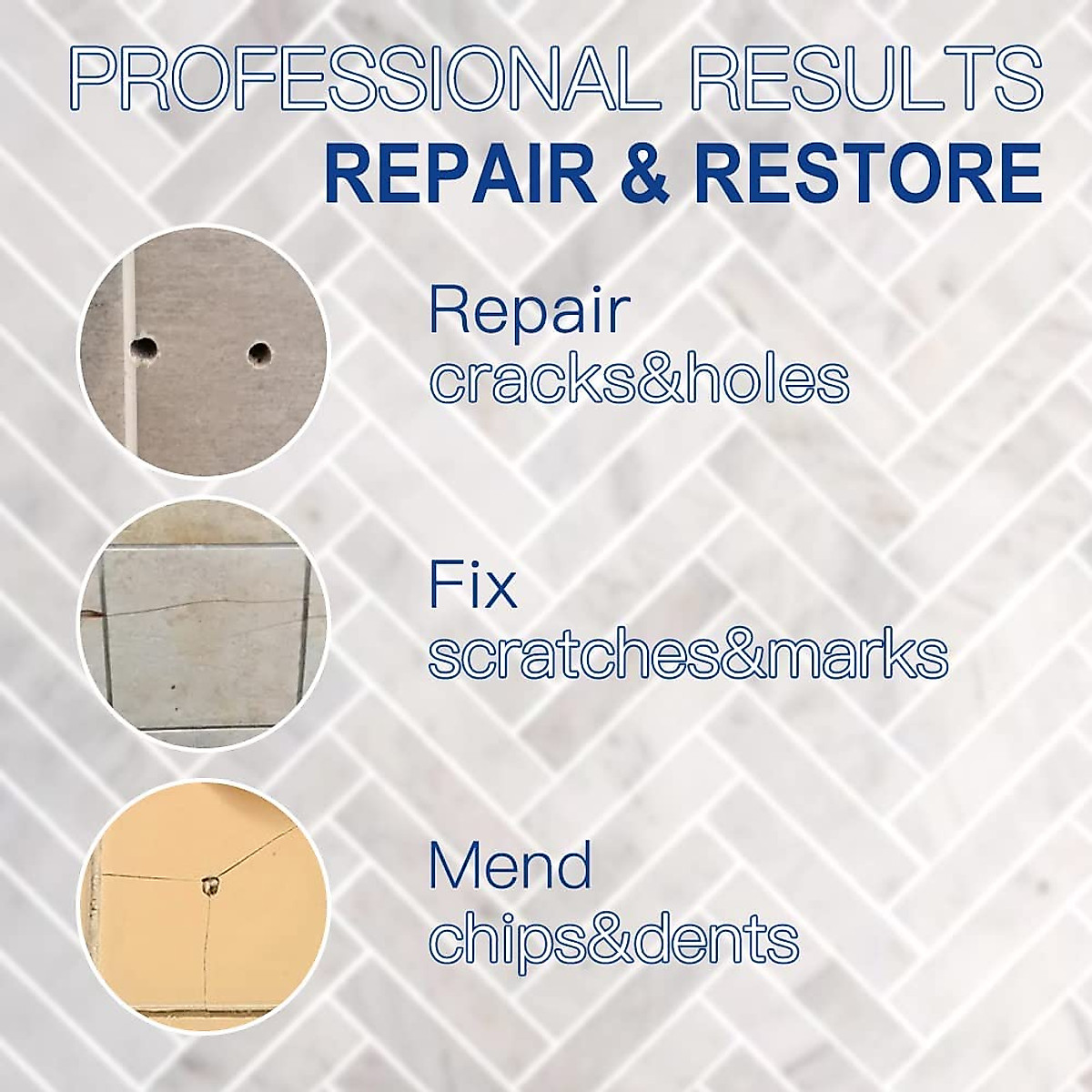 Tile Repair Kit, Ceramic Tile Repair Kit(Color Match), Porcelain Repair Kit with Super Strong Adhesion, Fix Porcelain Tile Chips, Cracks, Holes on Ceramic Tile, Porcelain, Acrylic, Fiberglass