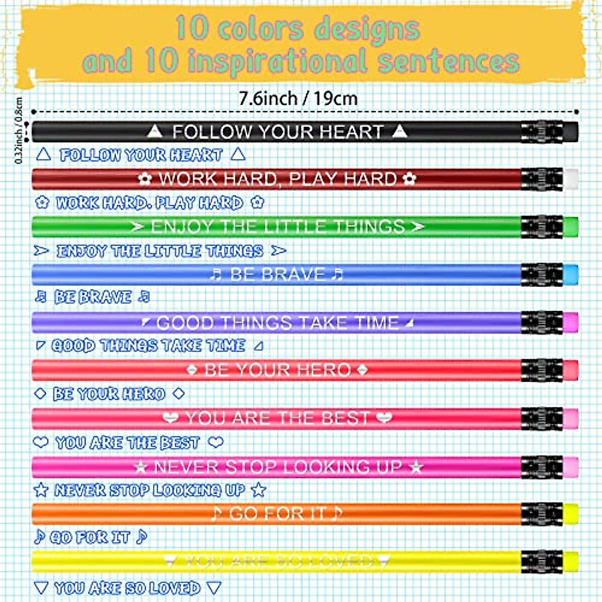 Color Changing Mood Pencils with Motivational Quotes - 40 Pcs Set