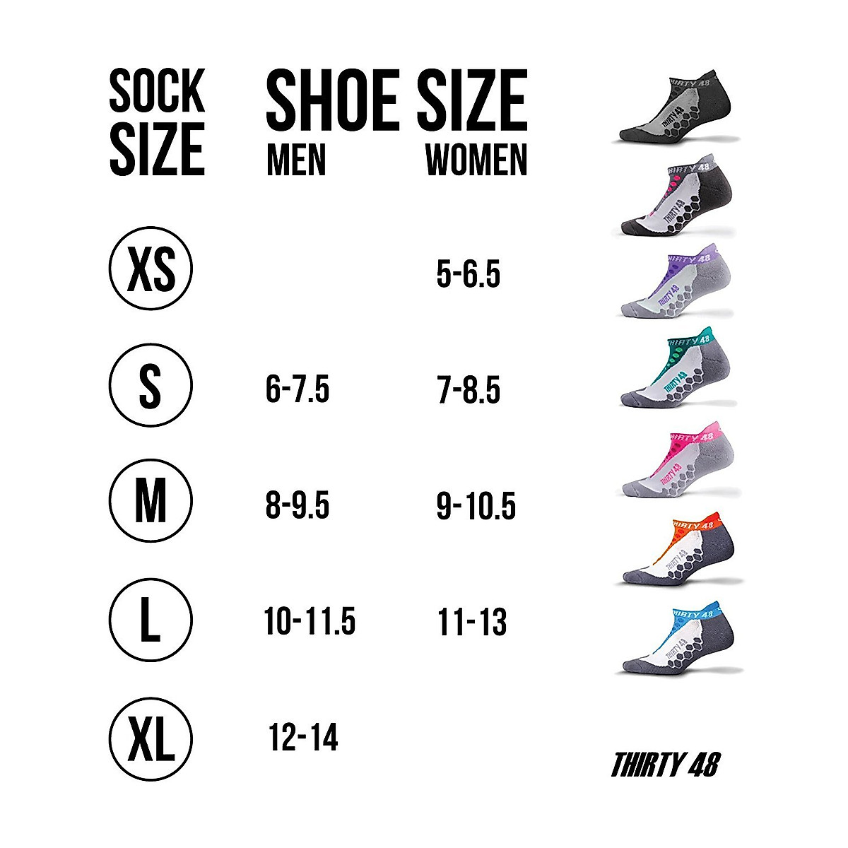 Thirty48 - Ru Cushioned Running Socks Series, 3 Pack Fluorescent Pink/Gray ,Medium