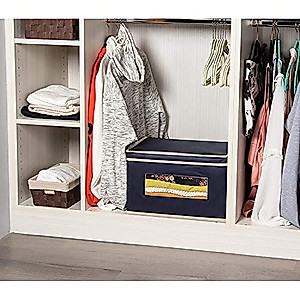 Juvale Foldable Storage Bins, Fabric Cubes (Navy, 16.2 x 10 x 12 In, 3 Pack)