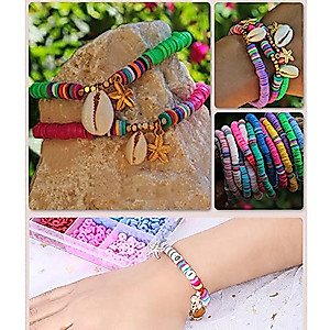 DSFEOIGY 6mm Flat Round Clay Spacer Beads for Jewelry Making Bracelets Necklace Earring DIY Craft Kit with Pendant 4080pcs/box