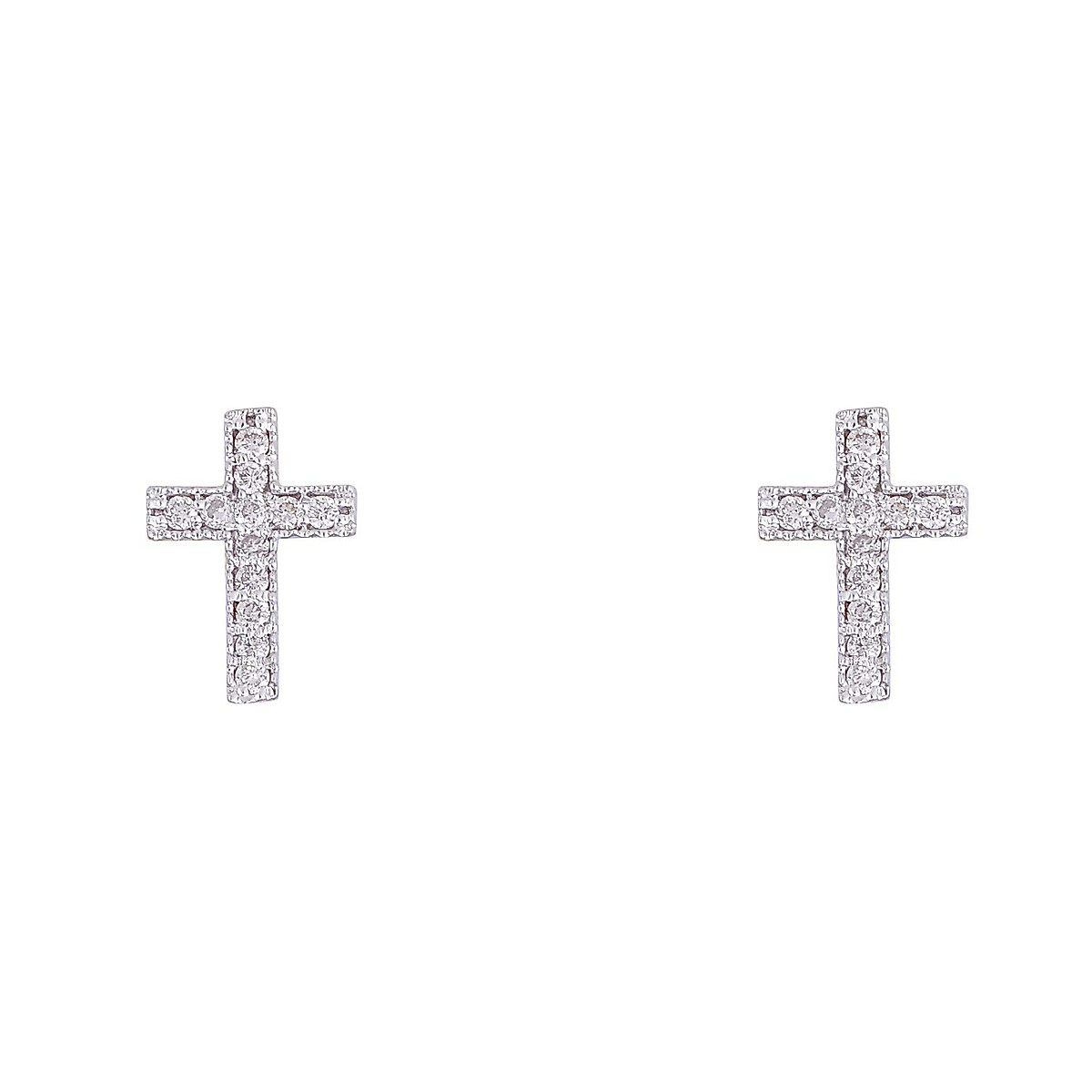 Shweta Creations 14K Yellow Gold 0.12 cttw. Natural Diamond Cross Stud Earrings (G-H Color, SI1-SI2 Clarity) Fine Jewelry for Women Gifts