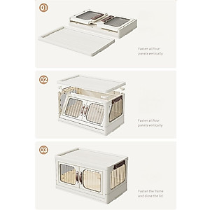 Finghin Storage Bins with Lids, Stackable Storage Bins, Plastic Storage Containers Box, Large Collapsible Storage Drawers for Bedroom Closet Organizers