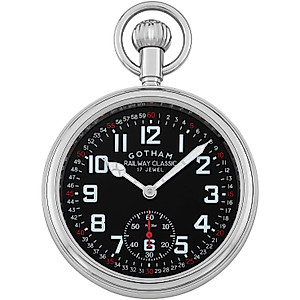Gotham Men's Stainless Steel Mechanical Hand Wind Railroad Pocket Watch # GWC14111SB