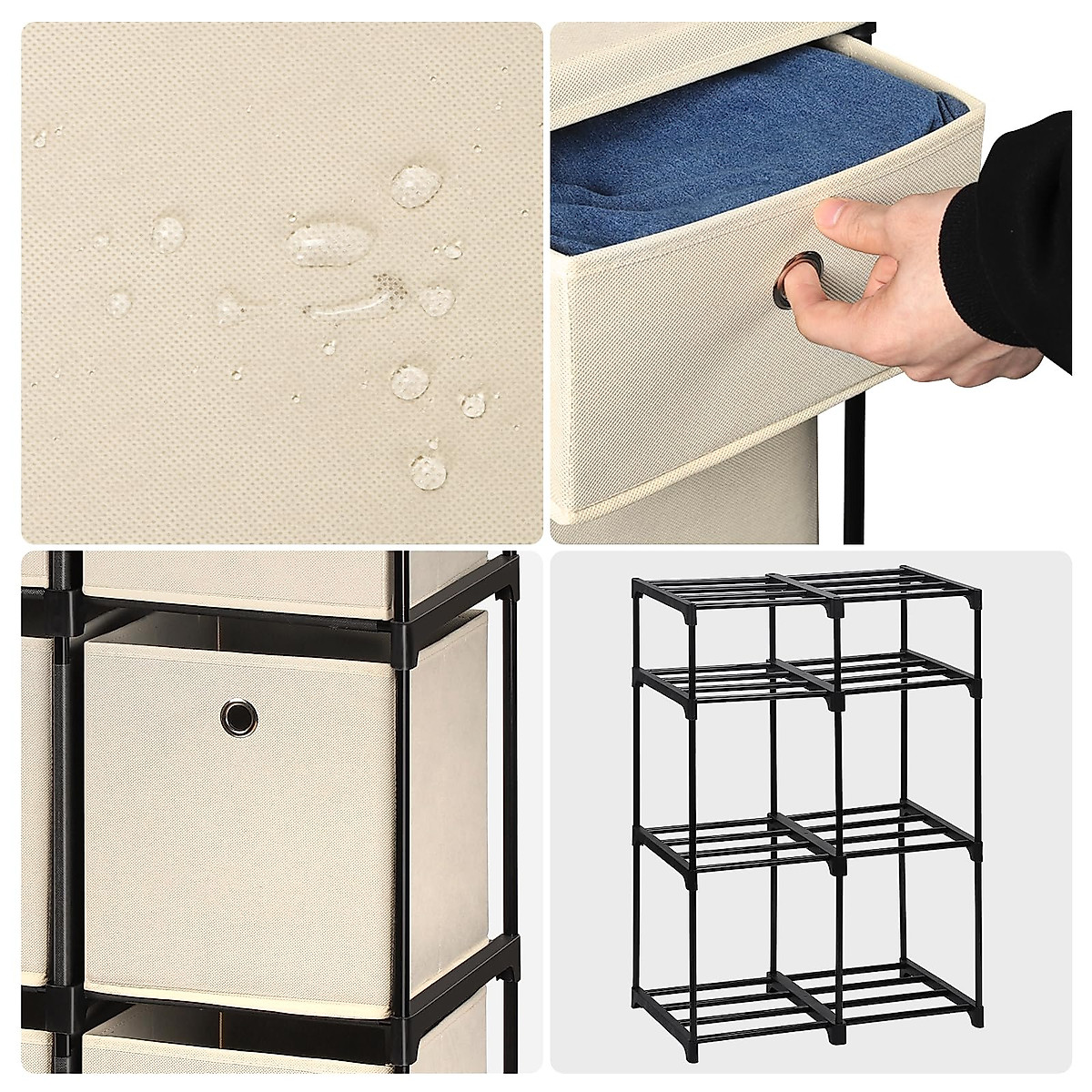 MOOACE 6 Drawers Storage Organizer, Fabric Storage Drawers Dresser and Chest of Drawers, Small Dresser Cube Storage Shelf for Closets Living Room Hallway Entryway