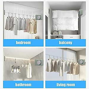 Usoway Retractable Clothesline, Balcony Anti-Sag Wire Clothesline, 304 Stainless Steel Heavy Duty Retractable Clothesline, 13.8ft Clothes Line Ropes,Easy to Install (Green)