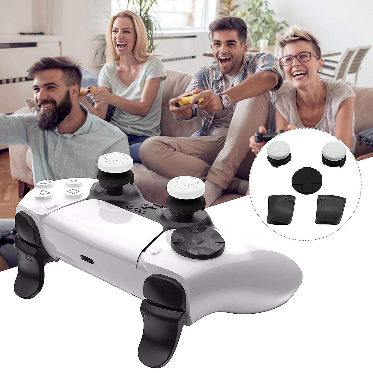 PS5 Gamepad 5 In 1 B-ooster Cap Set/Trigger Extenders With Buttons Joystick Cap/Lengthen The L2 R2 Key, Increase The Height Of The Joystick And C-ross Direction Keys