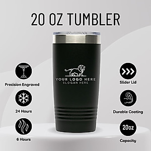 20oz Stainless Steel Tumbler - Upload Your Logo, Custom Engraved, Double Wall Vacuum Insulated Travel Mug, Ideal for Corporate Gifts, Events, and Sports Teams (6 Pack)