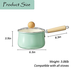 Nonstick Saucepan with Lid, 1.5 Quart Ceramic Sauce Pan with Heatproof Handle, Multipurpose Cookware for Kitchen Restaurant Cooking, Compatible with All Stovetops (1.5QT)