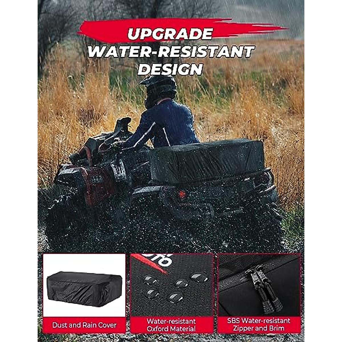 KEMIMOTO ATV Bag, 74L Large ATV Cargo Bag With Cooler Bag, Waterproof 4 Wheeler Storage Rear Rack Seat Bag Universal Compatible With Polaris Sportman Fourtrax Can Am Kawasaki Yamaha Artic Cat