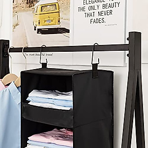 DonYeco 3-Shelf Hanging Closet Organizers and Storage, Collapsible Closet Storage Organizer, for RV Wardrobe Camp, Hanging Organizer for Shoes Toys Baby Clothes