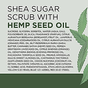 Dr Teal's Shea Sugar Body Scrub, Cannabis Sativa Hemp Seed Oil with Essential Oils, 19 oz (Pack of 3) (Packaging May Vary)