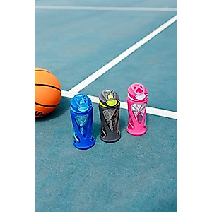 Zulu Torque 16oz Plastic Kids Water Bottle with Silicone Sleeve and Leak-Proof Locking Flip Lid and Carry Loop for School Backpack, Lunchbox, Outdoor Sports, BPA-Free Dishwasher Safe, Grey/ Green