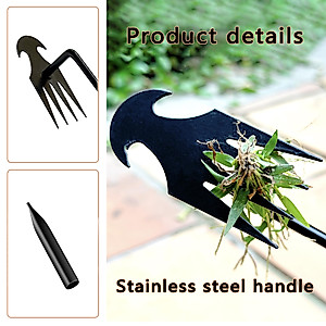 XFJTECH Weed Puller Tool 2024 Upgrade Artifact Uprooting Weeding Tool Length of 19.7in Stainless Steel Multifunctional 4 Teeths Manual Weeders for Garden, Yard, and Farm (1Pc)