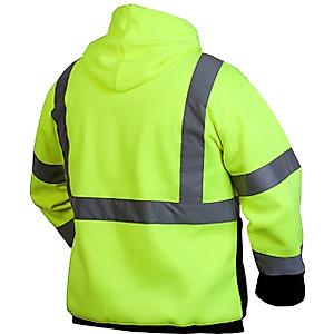 Pyramex Safety Unisex Adult Hoodie Pyramex Hi Vis Lime Safety Pullover Sweatshirt With Black Bottom Large, Hi Vis Lime, 2X Large