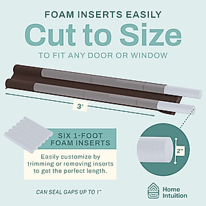 Home Intuition 36 inch Twin Door Draft Stopper for Bottom of Doors Weather Stripping, Brown, 2 Pack