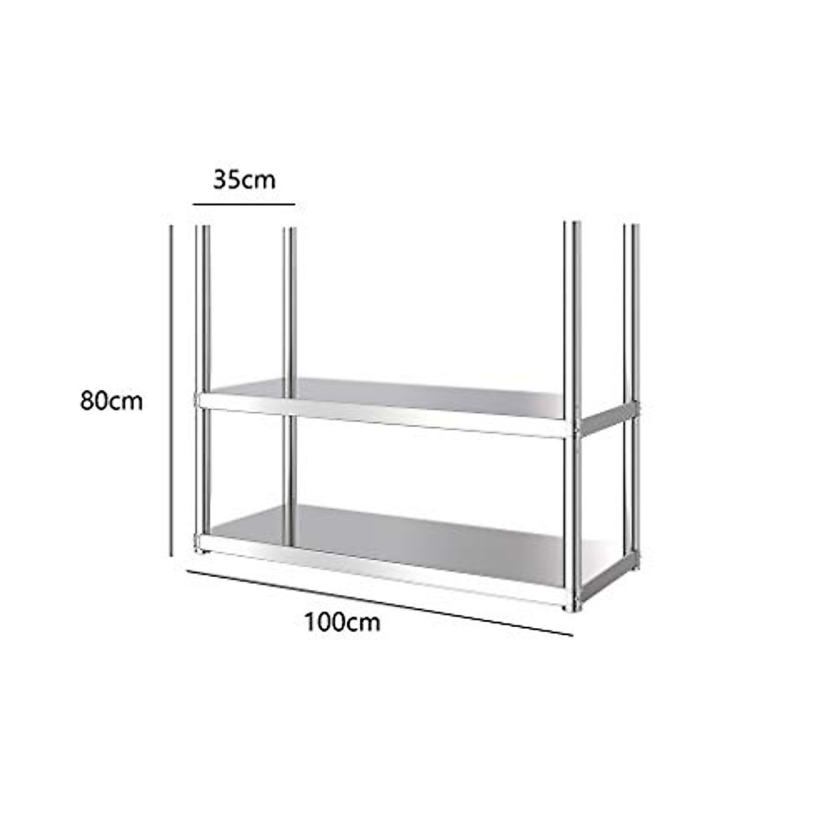 Hanging Floating Stainless Steel Shelf, 2-Layer European Ceiling Hanger, Restaurant Bar Display Stand, 6 Sizes (Size : 1003580cm)