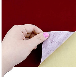 Self Adhesive Velvet Fabric StickyFelt Sheets ，Jewelry， Drawer Liners Craft Fabric Peel and Stick Paper 17.78 x 199.78 cm(Red)