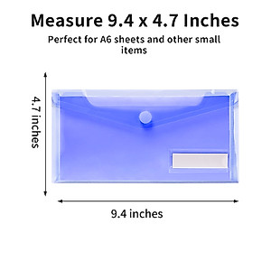 Sooez 24 Pack Plastic Pencil Pouch, Clear Poly Envelopes File Bag Bill Bag Pencil Case with Label Pocket, Plastic Pencil Case Bulk for A6 Size Files School, Office Storage