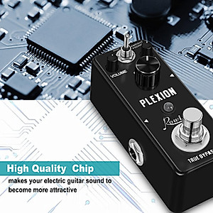 Rowin Plexion Distortion Pedal for Guitar and Bass with Bright and Normal Mode True Bypass