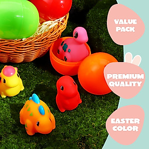 JOYIN 6 Pcs Pre-Filled Easter Eggs with Light-up Floating Dinosaur Bath Toys for Kids Toddlers Easter Eggs Hunt, Basket Stuffers/Fillers, Party Favor, Classroom Prize Supplies