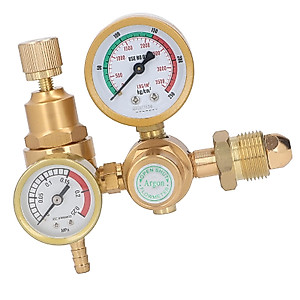 Kadimendium Gas Welding Regulator Argon CO2 Gauge TIG MIG Flowmeter 3500psi Cylinder Pressure Reducing Valve 1/4in Outlet 6.605GPM for Welding Welder