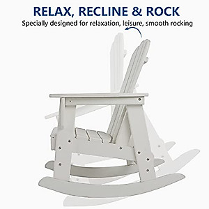 PIZATO Kids Adirondack Chair, Recyclable Durable HDPE Composite Adirondack Chairs Weather Resistant Adirondack Rocking Chair Fire Pit Chairs for Patio Backyard Garden, White
