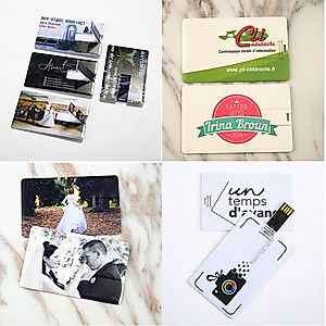 10 Pack 16GB Custom USB Flash Drive Personalized Your Logo, USB 2.0 Card Pen Drive with Leather Bag, Thumb Drive Memory Stick with Color Print Logo for Company Ads Wedding Gift Photography Vedio