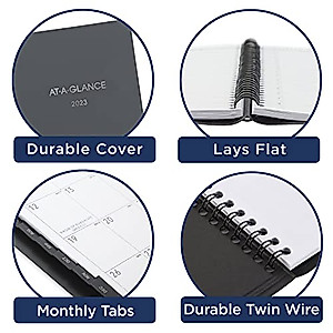 AT-A-GLANCE 2023 Weekly & Monthly Planner, DayMinder, 5" x 8", Small, Spiral Bound, Monthly Tabs, Gray (GC20007)