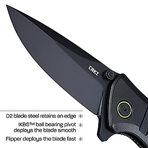 CRKT Dextro EDC Folding Pocket Knife: Everyday Carry Plain Edge, Liner Lock, Aluminum Handle 6295, Gray and Black