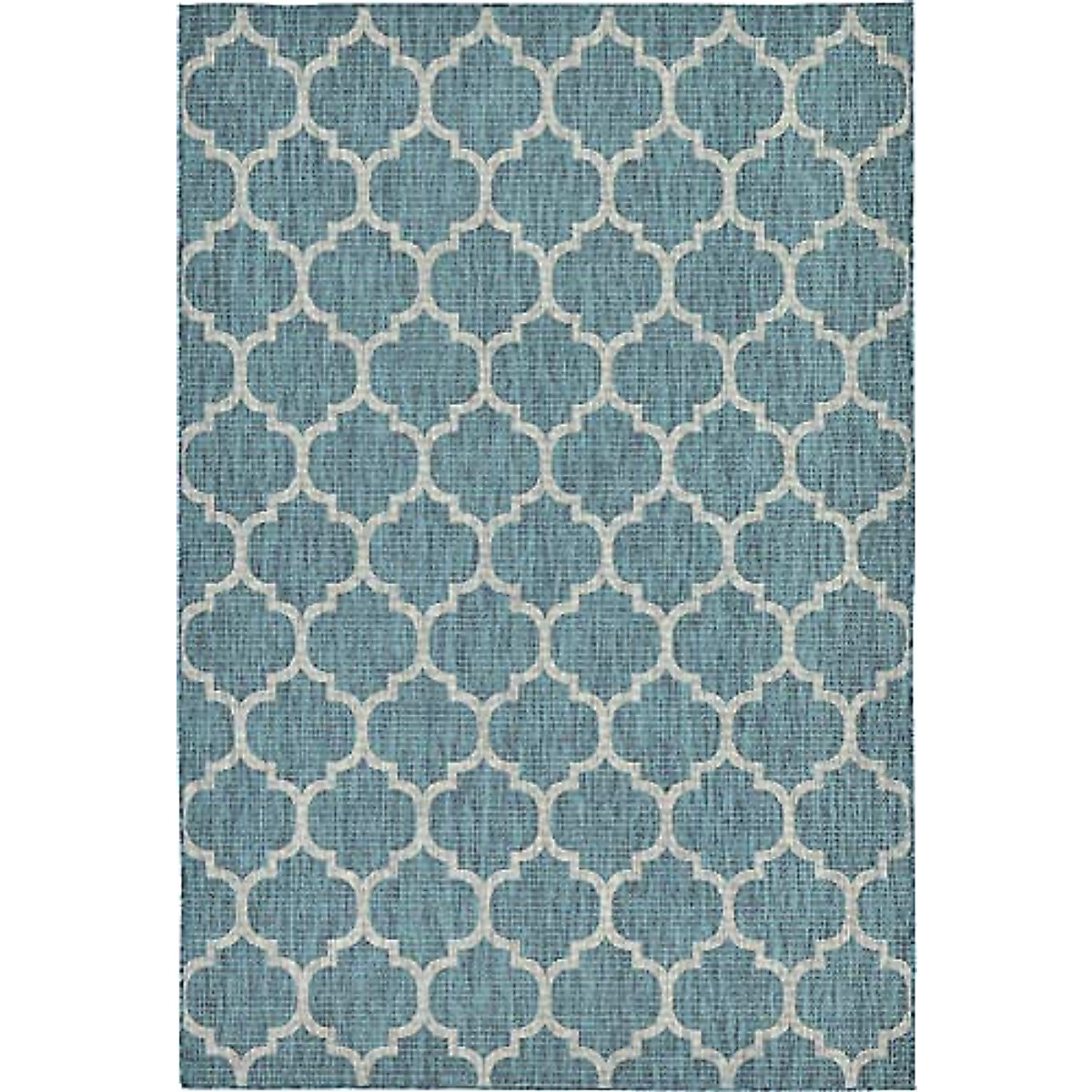 Unique Loom Outdoor Trellis Collection Area Rug (6' 1" x 9' Rectangle, Teal/ Gray)