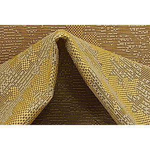 Unique Loom Outdoor Botanical Collection Area Rug - Medallion (4' 1" x 6' 1" Rectangle, Yellow/ Beige)