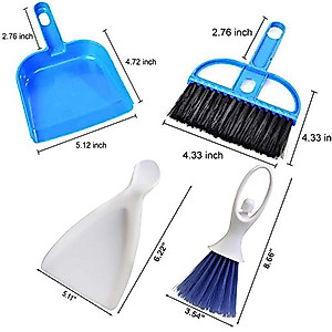 PIVBY Mini Hand Broom and Dustpan Sand Scooper Set Cage Cleaner for Guinea Pigs, Cats, Hedgehogs, Hamsters, Chinchillas, Rabbits, Reptiles, and Other Small Animals (2 Pack,Random Color)
