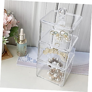 1 Set Storage Box Cotton Round Holder Clear Container with Lid Organizer Square Storage Container Clear Jars Storage Case Tool Box Acrylic Mini