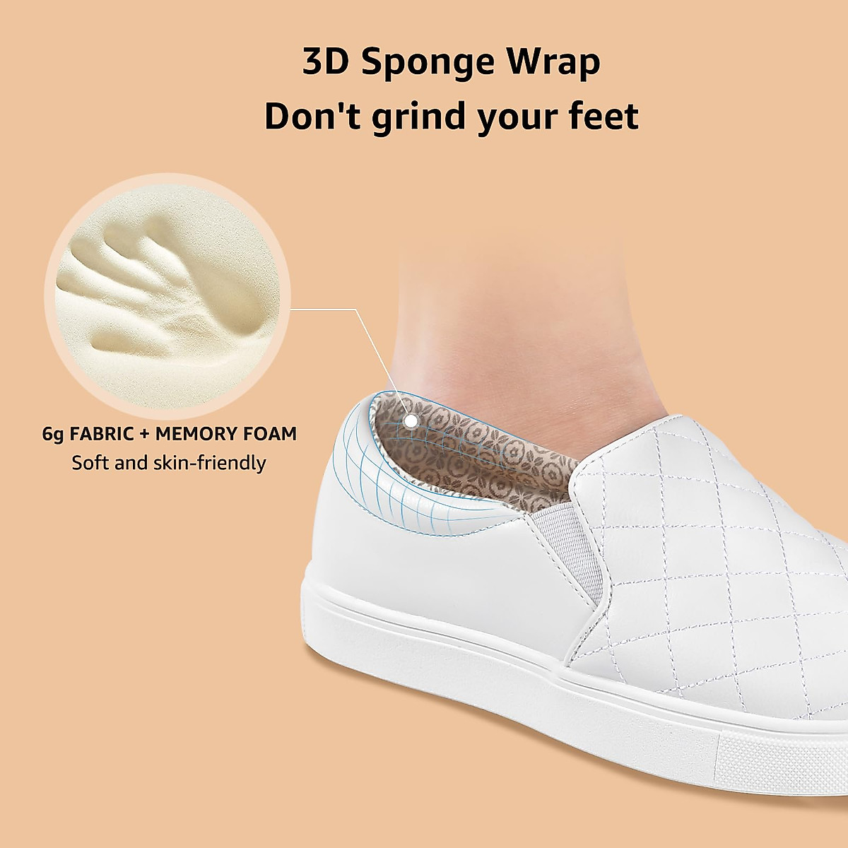 STQ White Sneakers for Women Slip On Tennis Shoes Comfortable Lightweight Nursing Shoes Fashion Sneakers for Teacher White Floral Size 8.5