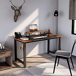 CubiCubi Computer Office Small Desk 47", Study Writing Table, Modern Simple Style PC Desk with Splice Board, Black and Espresso