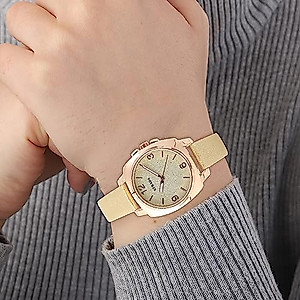 Shop LC Strada Japanese Movement Golden Dial Watch with Golden Faux Leather Strap and Stainless Steel Back Birthday Gifts