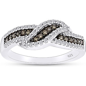 AFFY 1/2 CTTW Sterling Silver White & Brown Diamond ring