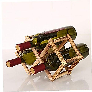 LHDD Wine Racks Bottle Cabinet Stand Wooden Countertop Wine Bottle Holder Foldable for Home Kitchen Bar Cabinets 3 Bottles Wine Rack Holders