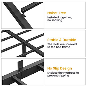 GAOMON 14 Inch Full Bed Frame with Storage,Noise-Free,Metal Platform Full Bed Frame No Box Spring Needed Steel Slat Support Easy Assembly