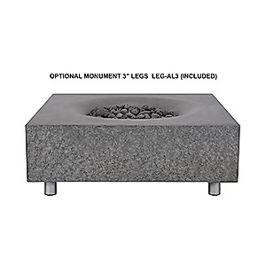 Pyromania Monument Outdoor Concrete Fire Pit Table, 41 x 41 Inches - Natural Gas Model in Charcoal Gray Color