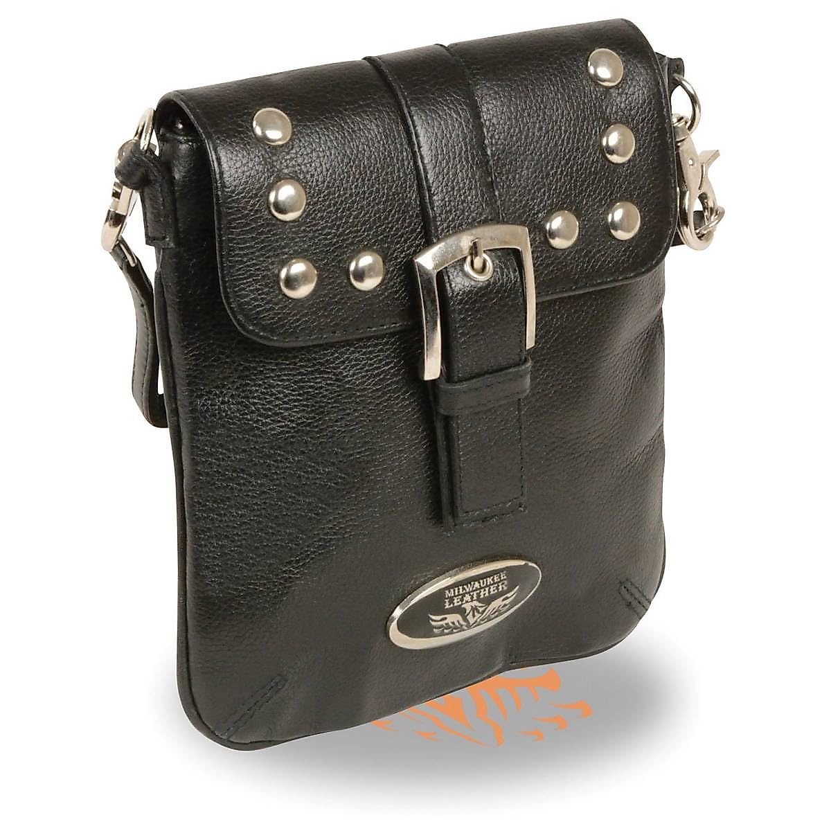 Milwaukee Leather MP8805 Women's Black Small Leather Studded Shoulder Bag - One Size