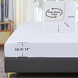 AveLom White Comforter Queen Size Set with Sheets - 7 Pieces Bed in a Bag Seersucker Complete Bedding Set, All Season Lightweight Bed Set with Comforter, Sheets, Pillowcases & Shams