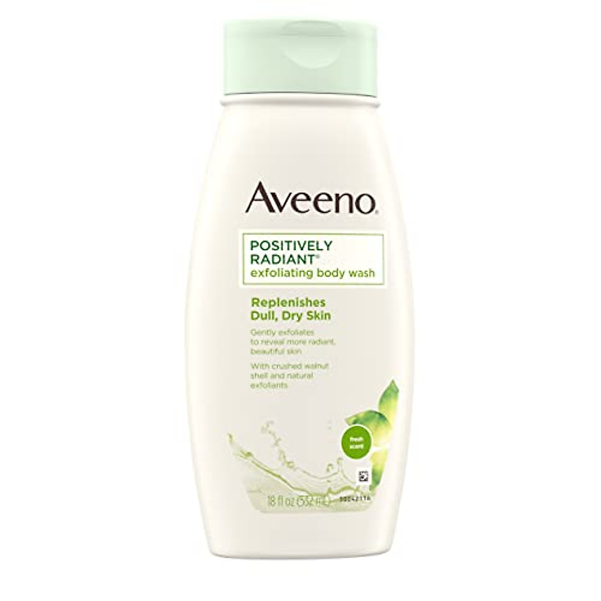 Aveeno Positively Radiant Exfoliating Body Wash with MoistureRich Soy Complex Crushed Walnut Shell for Dry, Dull Skin, SoapFree, DyeFree Hypoallergenic Formula 18 fl, 54 Fl Oz, (Pack of 3)