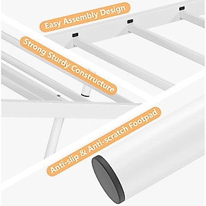 Merronix Twin Bed Frames with Headboard, Elegant Metal Bed Frame for Kids Girls, Modern Twin Size Platform Bed - No Box Spring Needed, 11.2 Inches Height Underneath Storage - White