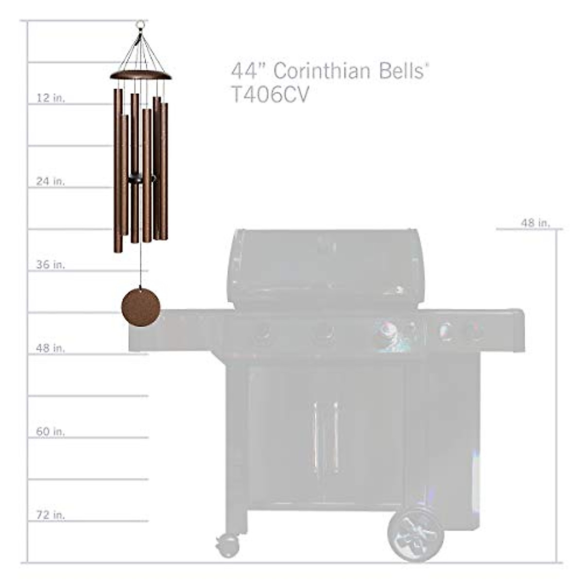 Corinthian Bells by Wind River - 44 inch Copper Vein Wind Chime for Patio, Backyard, Garden, and Outdoor décor (Aluminum Chime) Made in The USA